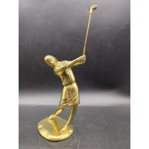 The Unbranded Brand | Art | Vintage Brass Female Golfer Swinging Statue ...